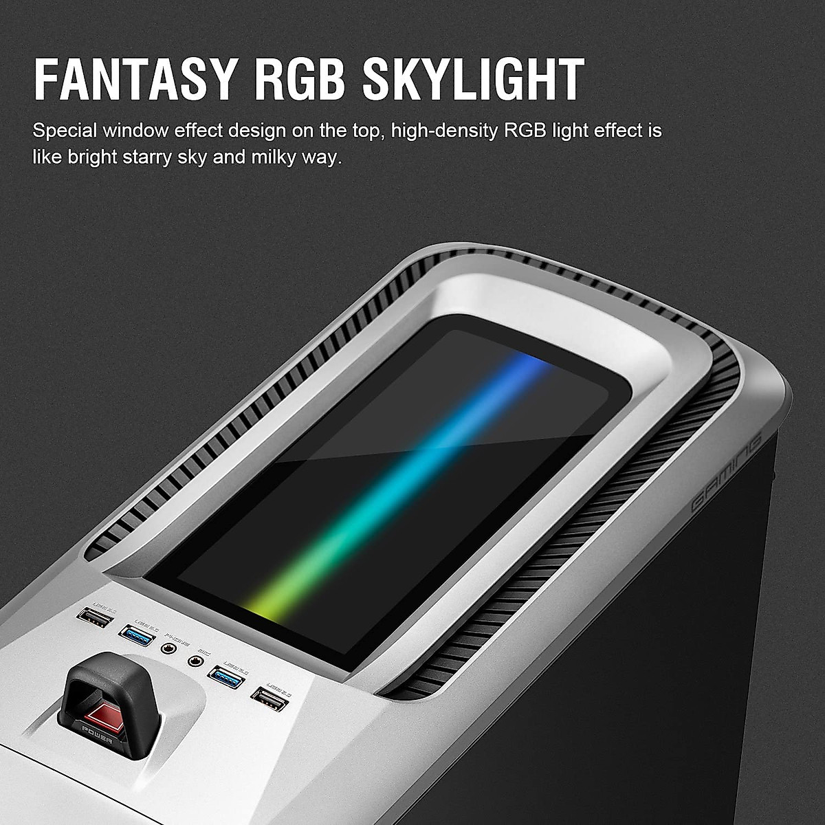 Segotep M600 Mid-Tower ATX Gaming PC Case w/Fantasy ARGB Skylight & ARGB Front Panel, Separate Magnetic Power Switch, USB 3.0 Tempered Glass Phantom Black Computer Case