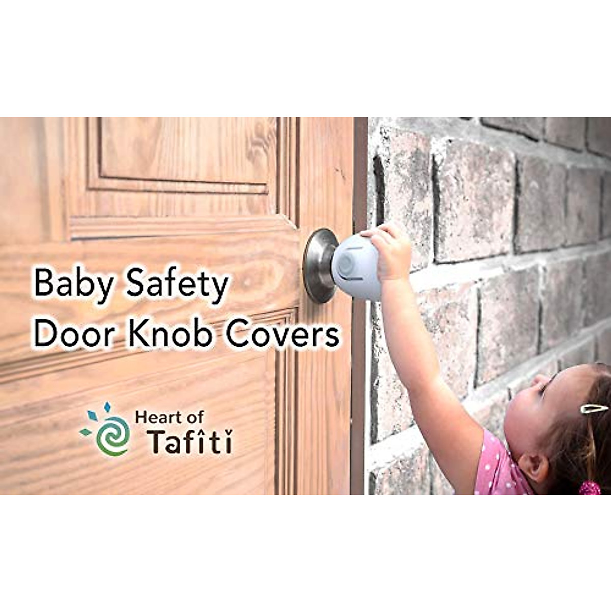 Heart of Tafiti Door Knob Child Proof Locks, Toddler Door Knob Cover, Baby Proof Safety Locks for Doors, 4 Pack/White (Also Safe for People Suffering from Dementia)