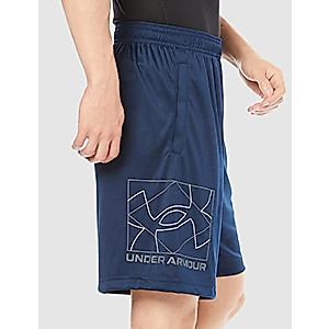 Under Armour Men's Tech Boxed Logo Shorts, Academy (408)/Quirky Lime, Large
