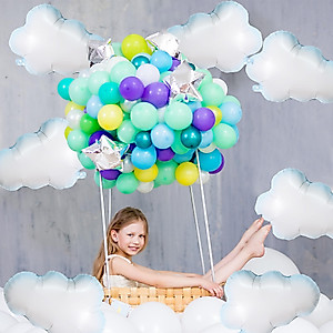 8 Pieces 27 Inches White Cloud Balloons, Large Foil Mylar Clouds Shaped Balloons for Boys Girls Birthday Wedding Engagement Anniversary Rainbow Sky Party Supplies Bridal Baby Shower Decorations