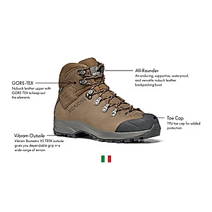 SCARPA Women's Kailash Plus GTX Waterproof Gore-Tex Leather Boots for Backpacking and Hiking - Dark Brown - 9-9.5