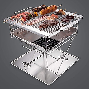 RMENST Charcoal Grill Portable Folding BBQ Grill Barbecue Desk Outdoor Stainless Steel BBQ for Picnic Garden Terrace Camping Travel