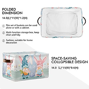 senya Easter Basket, Easter Gnome Bunny Foldable Fabric Collapsible Storage Bins Organizer Bag for Storage Clothes