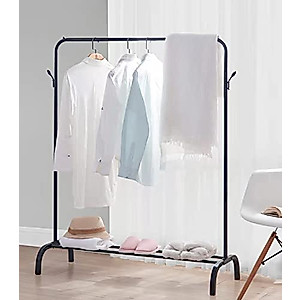 WEASHUME Clothes Rack 43.3 Inches Garment Rack,Coat stand with Bottom Shelf Portable Metal Clothing Rack for Hanging Clothes Coat Rack Black