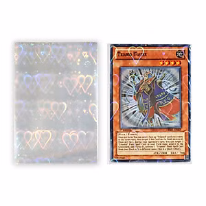 100PCS Holographic Card Sleeves for Japanese Sized Cards YGO Card Protectors (61x88mm, Hearts)
