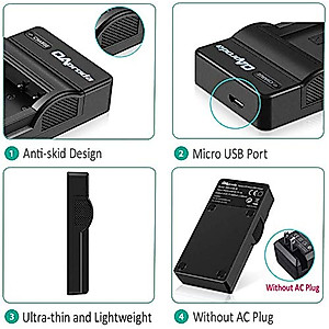OAproda 2 Pack NB-6L/ NB-6LH Battery and Ultra Slim Micro USB Charger for Canon PowerShot SX530 HS, SX710 HS, SX700 HS, SX610 HS, SX600 HS, SX540 HS, SX510 HS, SX500 is, SX280 HS, SX270 HS, D30, S90