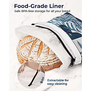 2-Pack Bread Bags to Keep Fresh, Reusable Bread Bags for Homemade Bread, Sourdough Bread Bags with Zipper, Large Bread Loaf Freezer Bags