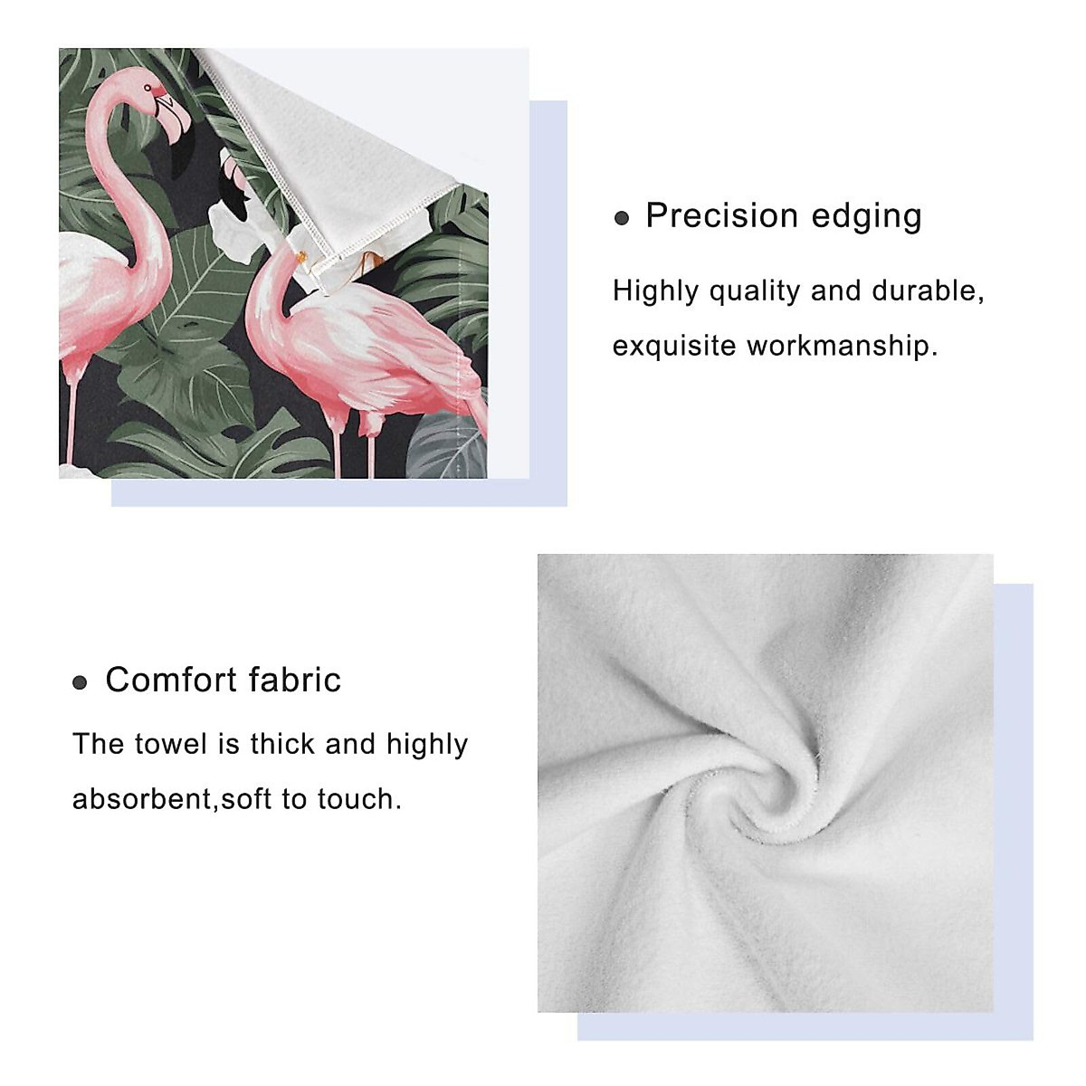 Flradish Flamingos Palm Flower Towels 3 Pack Bath Towels for Bathroom Set Soft Cotton Highly Absorbent Lightweight & Quickdry Towel Set 1 Bath Towel,1 Hand Towel,1 Washclothe