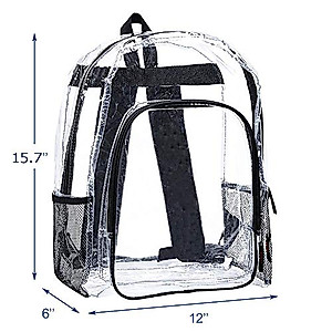 Clear Backpack, Heavy Duty See Through Backpack, Transparent Large Bookbag for College, Work, Security Travel & Sports
