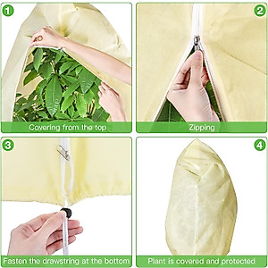 Bonviee 4 Packs Plant Covers Freeze Protection-47.24”×70.86” Large Tree Covers Frost Protection Blankets for Plants, Reusable Shrub Jakets Covers for Winter, with Drawstring & Zipper