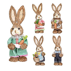 Ewer Easter Simulation Rabbit, Cartoon Dressed Rabbit Ornament with Carrot, Artificial Simulation Foam Rabbit for Easter Decor Garden Party Home Decorations Photography Props X8APV29X1410GHW