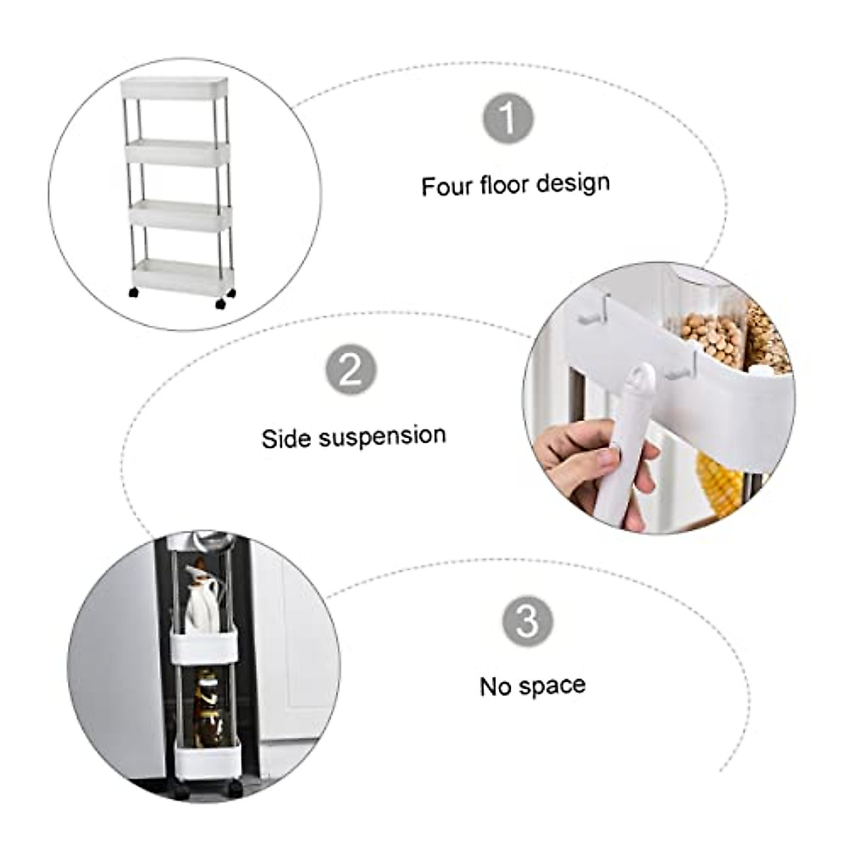 USHOBE Trolley 4 Storage Rack Kitchen Slide Out Cart Bathroom Rolling Cart Storage Rack with Wheels Makeup Rolling Cart Slim Storage Cart Wheel Dolly Cosmetics Organizer Storage Basket