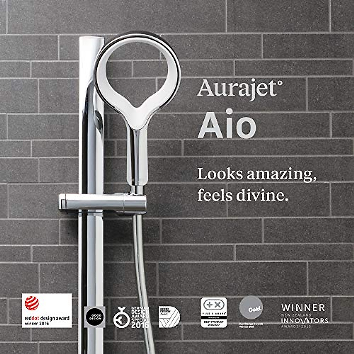 Methven Aio Removable Handheld Shower Head with High Pressure Water Jets, Hose, and Adjustable Arm Mount | Water Saving & High Pressure Spray Technology, Chrome