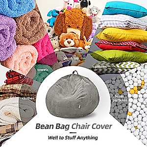 Homguava Bean Bag Chair: Teardrop Bean Bags with Memory Foam Filled, Compact Beanbag Chairs Soft Sofa with Corduroy Cover (Grey)