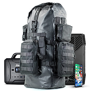 Mission Darkness Dry Shield Faraday Backpack 40L // Waterproof Tactical Bag with MOLLE Webbing and Removable Packs // Signal Blocking Anti-tracking Data Privacy EMP Shield for Electronics