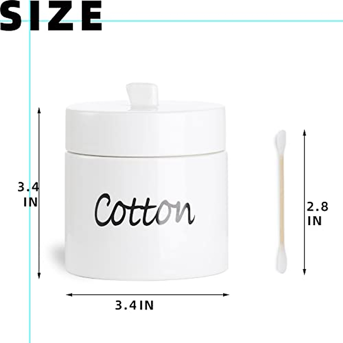 LEETOYI Ceramic Cotton Swabs Holder Organizer with Lid,Storage Canisters for Cotton Swabs White