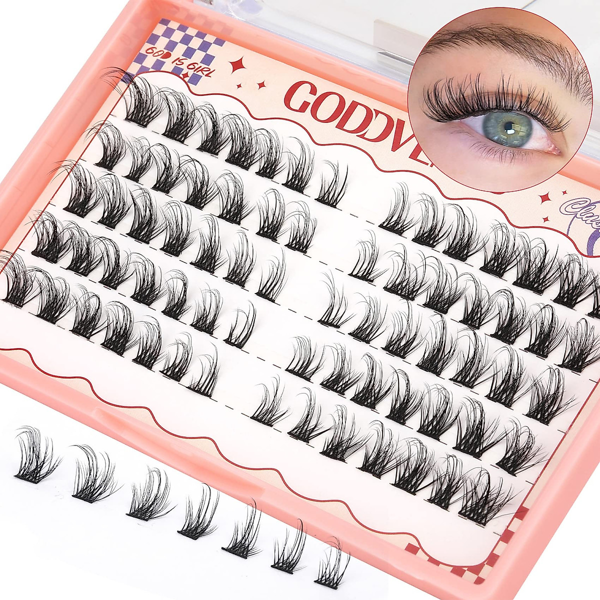 Anime Lashes Individual Manga Eyelashes Natural Look Lashes Wispy Clear Band Strip Eyelashes Spiky Korean Style Lashes Pack by Goddvenus (8 Pairs 4 Styles)
