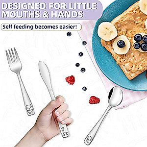 VITEVER 12-Piece Toddler Utensils, Stainless Steel Kids Silverware Set, Children Safe Forks, Spoons and Knives - Mirror Polished, Dishwasher Safe