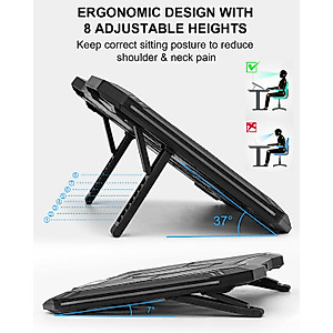 Laptop Cooling Pad with 5 Cooling Fans, Laptop Fan Cooling Pad for 14-17 Inch, Gaming Laptop Cooler Stand with 6 Height Adjustable, Notebook Cooler Pad with Two USB Port [2022 Version]