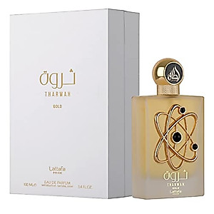 Tharwah Gold By Lattafa Pride Edp - Eau De Parfum 100ml(3.4 Oz) | Lavender, Bergamot Orange Blossom, Jasmine Vanilla, Vetiver, Amber | By Lattafa Perfumes