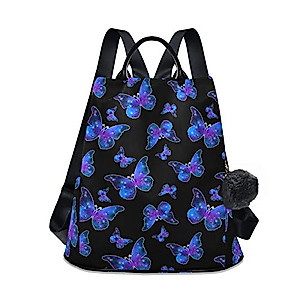 ALAZA Butterfly Print Galaxy Starry Backpack Purse for Women Anti Theft Fashion Back Pack Shoulder Bag