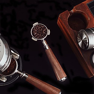 CrossCreek 54mm Espresso Bottomless Portafilter with 3 Ear | Fits 54mm Breville/Sage Barista Espresso Machine | Stainless Steel Basket and Walnut Handle | Espresso Accessories