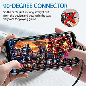 Terasako Magnetic Charging Cable 5-Pack (3/3/6/6/10FT) - 540° Rotating Magnetic Phone Charger Cable with LED Light - 90° Angle Connector, Nylon-Braided Cords (Black)