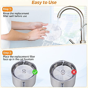 BOORCA Cat Water Fountain Filters, 6 Pieces Triple Filtration System Replacement Filter Fit for 84oz/2.5L Cat Pet Fountain, 6 Filtration System and 2 Pre-Filter Sponges