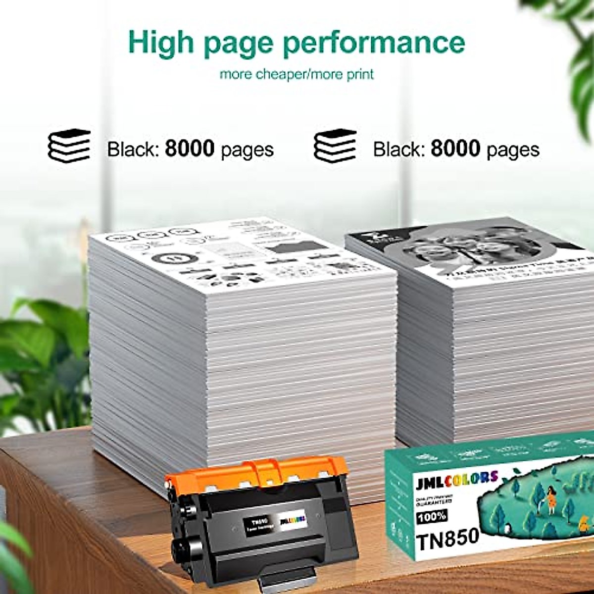 JMLCOLORS Brother TN850 TN820 Toner Replacement for TN-850 TN-820 for HL-L6200DW,MFC-L5700DW, L6200DWT MFC-L5900DW HL-L5200DWT L5200DW L5100DN, MFC-L5800DW MFC-L5850DW L6700DW L6800DW Printer（2-Pack）