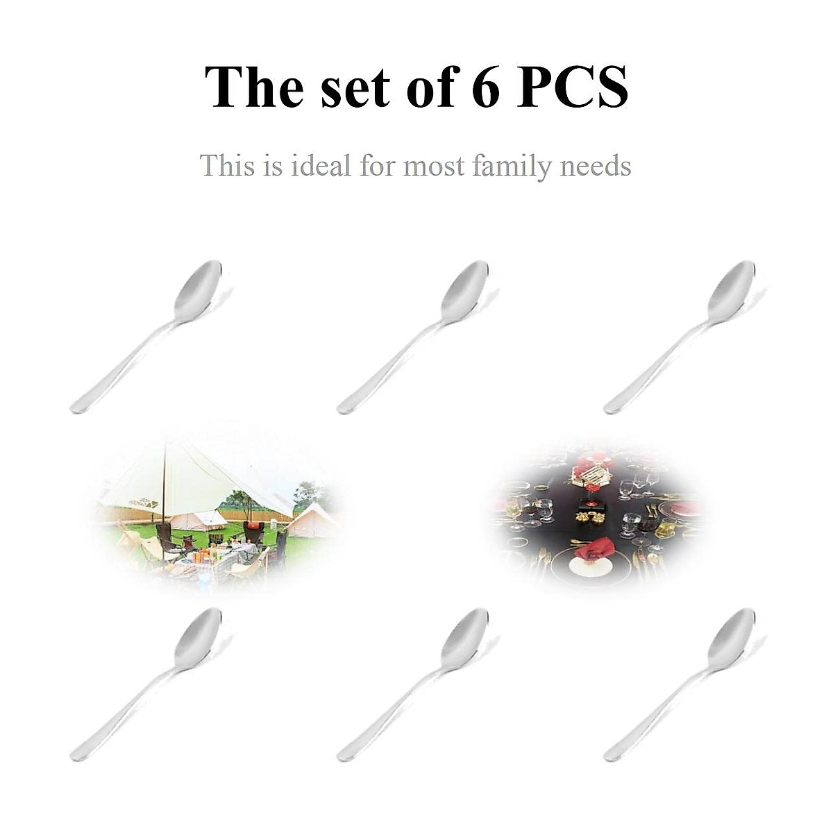 Mini Dessert Spoons Set of 6 PCS,Food Grade Stainless Steel,5.43 Inches,Rust Resistant,Sturdy and Durable,Mirror Polish,Silver,Dishwasher Safe.