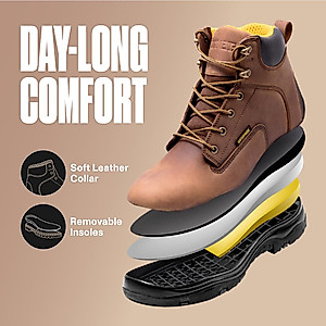 Ever Boots Men's Premium Leather Waterproof Work Boots Insulated Rubber Outsole for Hiking (11 D(M), COPPER)