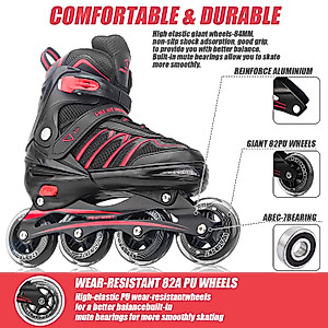 Huatinent Adjustable Inline Skates for Women and Men, Men Roller Skates for Adult Female Male with Brake, Patines para Mujer for Youth Teens Boys and Girls