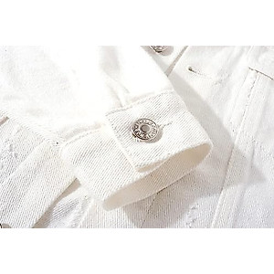 Kedera Fall Outfits for Women 2023 White Jackets Distressed Denim Jacket for Women Classic Trucker Jackets Long Sleeves Button Down Jean Jackets for Women Lightweight Size M Size 8 10