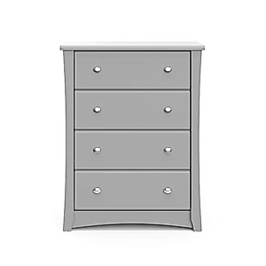 Storkcraft Crescent 4 Drawer Chest (Pebble Gray) – GREENGUARD Gold Certified, Easy-to-Match Chest of Drawers for Nursery and Kids Bedroom, Dresser Organizer for Children’s Bedroom