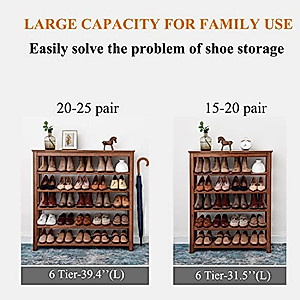 SOBIBO Shoe Rack Organizer, 6 Tier Bamboo Shoe Rack for Entryway, Front Door for Entryway,Closet and Bedroom Shoe Rack Storage, Shoe Shelf
