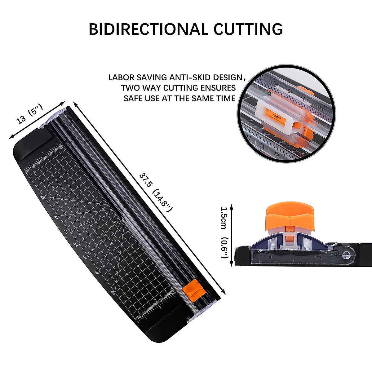TCHENSWZ A4 Paper Cutter,Portable Paper Trimmer，12 Inch Paper Slicer Scrapbooking Tool with Automatic Security Safeguard and Side Ruler for Craft Paper, Coupon, Label and Cardstock, Black