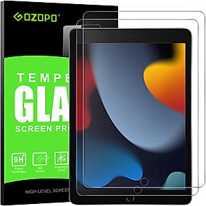 GOZOPO [2-Pack] Screen Protector for iPad 9th Generation, iPad 8th / 7th Generation, Tempered Glass Film for iPad 10.2 inch 2021/2020/2019 Release