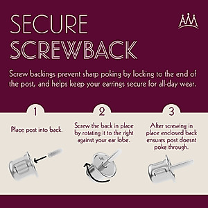 14k White Gold Solitaire Square Princess-cut CZ Stud Earrings with Comfort Screw-backs (3mm)