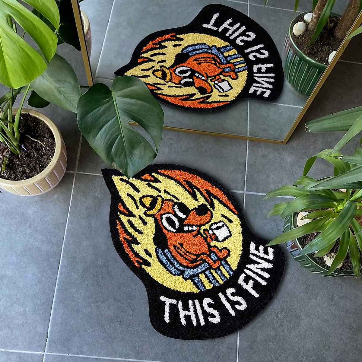 Ouyattle This is Fine Dog Rug, 2x3 Tufted Throw Rugs Non Slip Washable, Cute Funny Small Area Rugs for Bedroom Living Room Dorm, Cool Aesthetic Funky Shaggy Bathroom Rugs Funny Gift for her/him