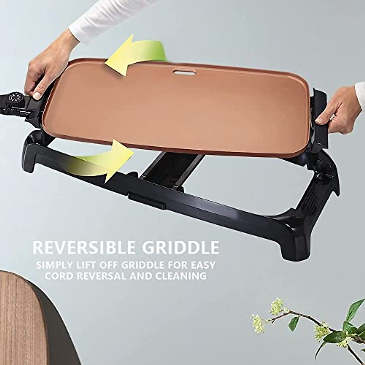 Reversible Ceramic Electric Griddle - Nonstick Cooking Surface