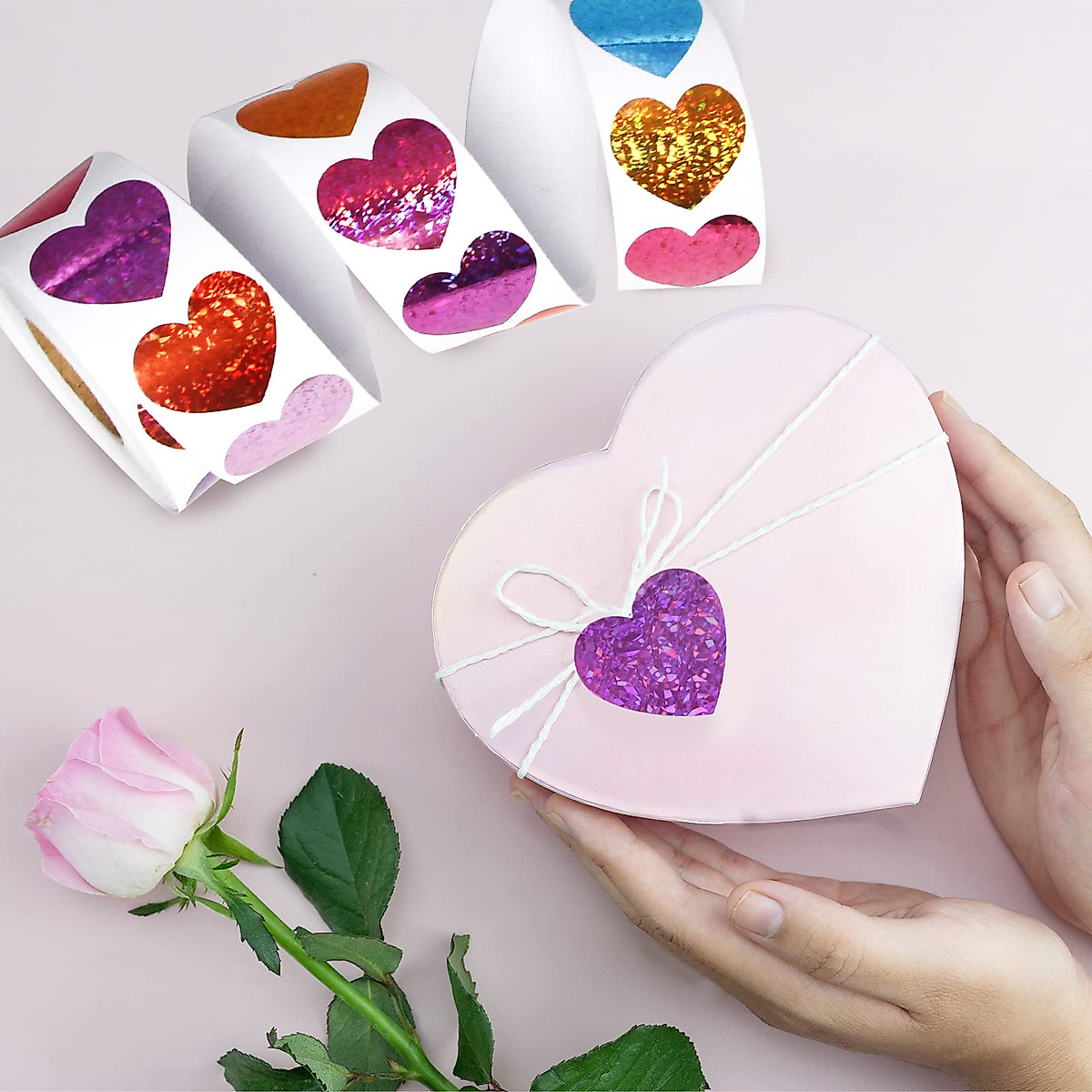 Glitter Valentine's Day Heart Stickers for Envelopes 500pcs Valentine Stickers Decorative Love Stickers Holiday Decorations Wedding Supplies