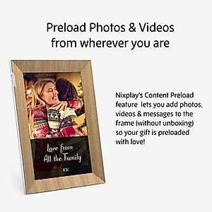 Nixplay 10.1 inch Touch Screen Digital Picture Frame with WiFi (W10K) - Wood Effect- Unlimited Cloud Photo Storage - Share Photos and Videos Instantly via Email or App - Preload Content
