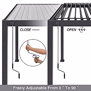 SORARA Louvered Pergola Mirador 10' × 20' Aluminum Gazebo with Adjustable Roof for Outdoor Deck Garden Patio (Charcoal Black)