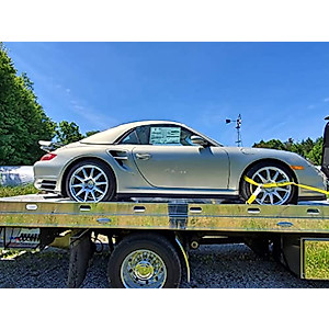 Mytee Products 8 Point Roll Back Vehicle Tie Down Kit with Chain Extension on Both Ends - 18 FT Straps, Ratchet Handles - Working Load Limit 3333 LB - Tow Truck Straps Car Hauler Tie Down System