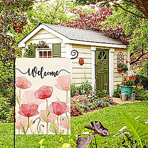 AVOIN colorlife Corn Poppies Garden Flag 12x18 Inch Double Sided Outside, Spring Memorial Floral Welcome Yard Outdoor Flag