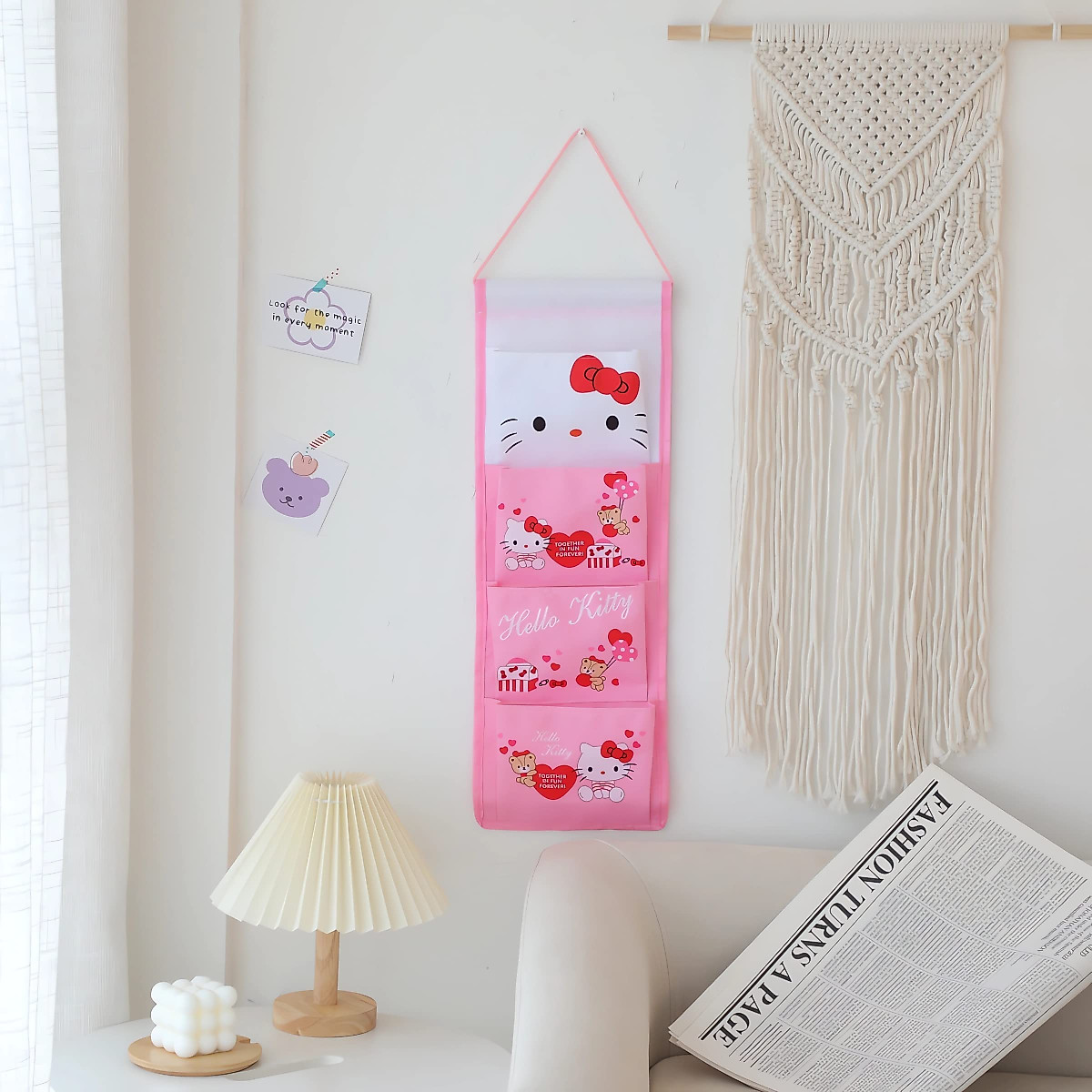 Zmioviq Cute Cartoon Hanging Closet Organizers and Storage, 4-Shelf Closet Hanging Storage Shelves for Girls Bedroom