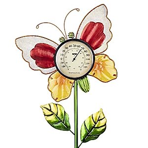 Outdoor Thermometer, Decorative Butterfly Outdoor Thermometers for Patio with Garden Metal Stakes for Home and Lawn Decor