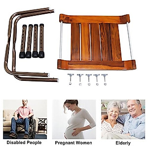 oiakus Bath Shower Seat, Teak Shower Chair Spa Shower Chair, Wooden Bathtub Shower Bench, Bath Chair with Non-Slip Feet, Shower Stool for Inside Shower, Supports 330lbs