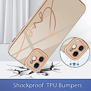 OOK Compatible with iPhone 11 Case Love Letter Graphic Luxury Electroplated Case Soft TPU Shockproof Full Camera Lens Protective Case for iPhone 11 6.1 Inch-White