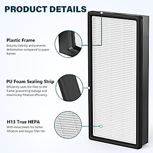 FCFMY 4 Packs HRF-H1 HRF-H2 True HEPA Replacement Filter H Compatible with Honey-Well HPA050 HPA150 HPA060 HPA160 HHT055 HHT155 Air Cleaner Purifier with 8 pcs HRF-B1 Activated Carbon Pre-Filters